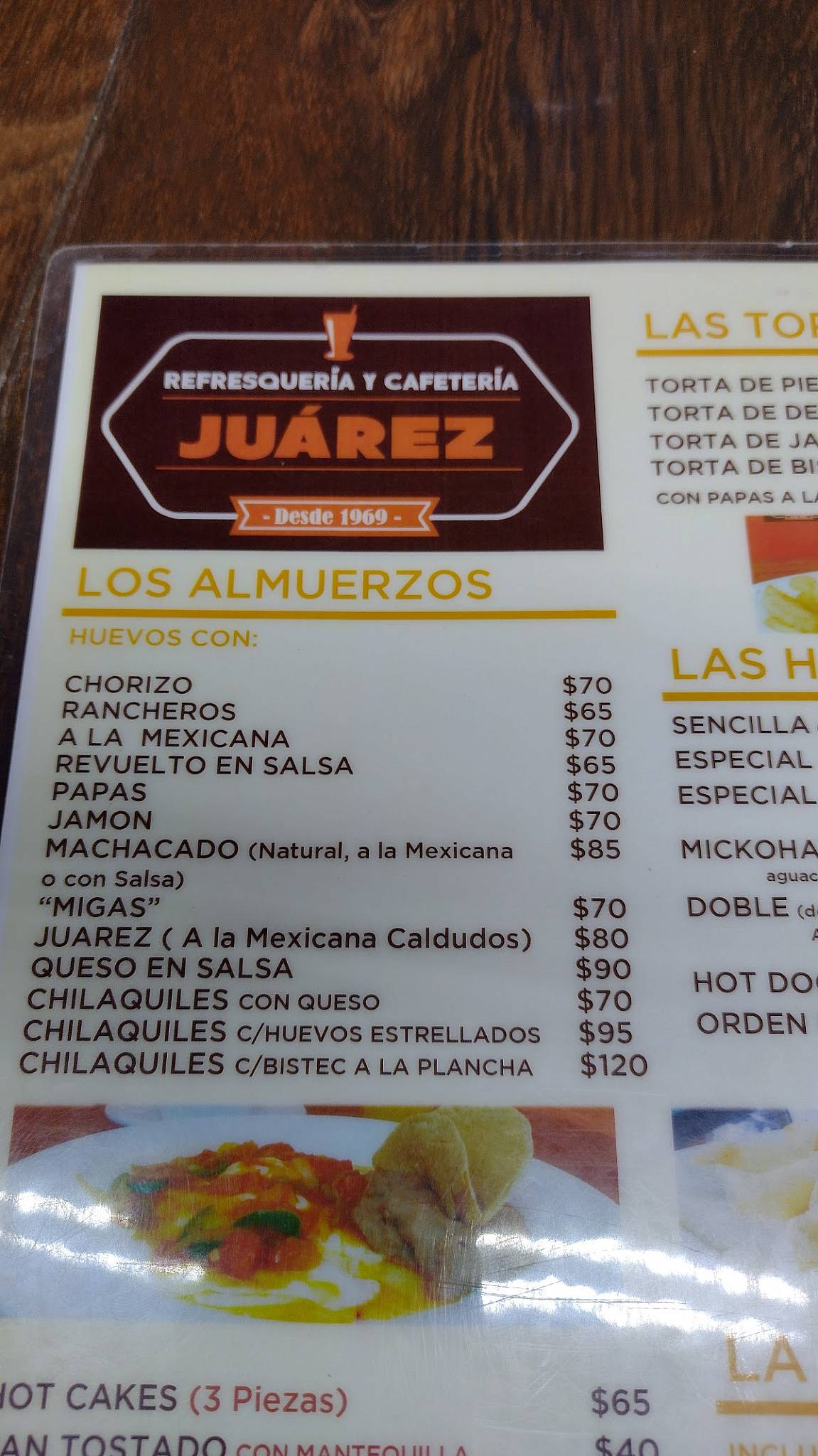 Menu at Refresqueria Juarez Original cafeteria, Monterrey