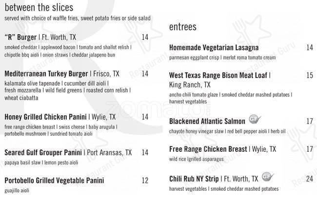 Menu at The R at Renaissance Richardson pub & bar, Richardson