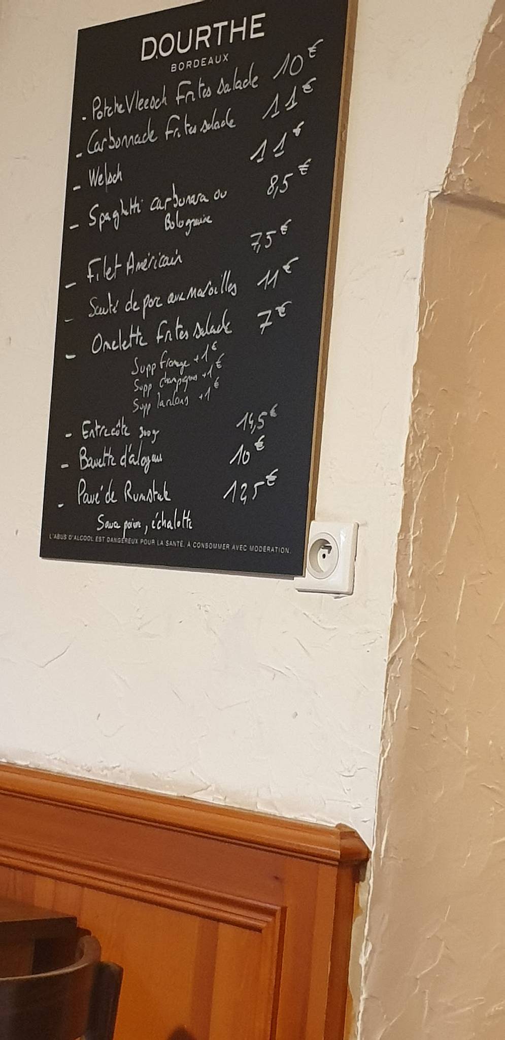 Menu au À l'Estaminet des Dunes restaurant, Ghyvelde