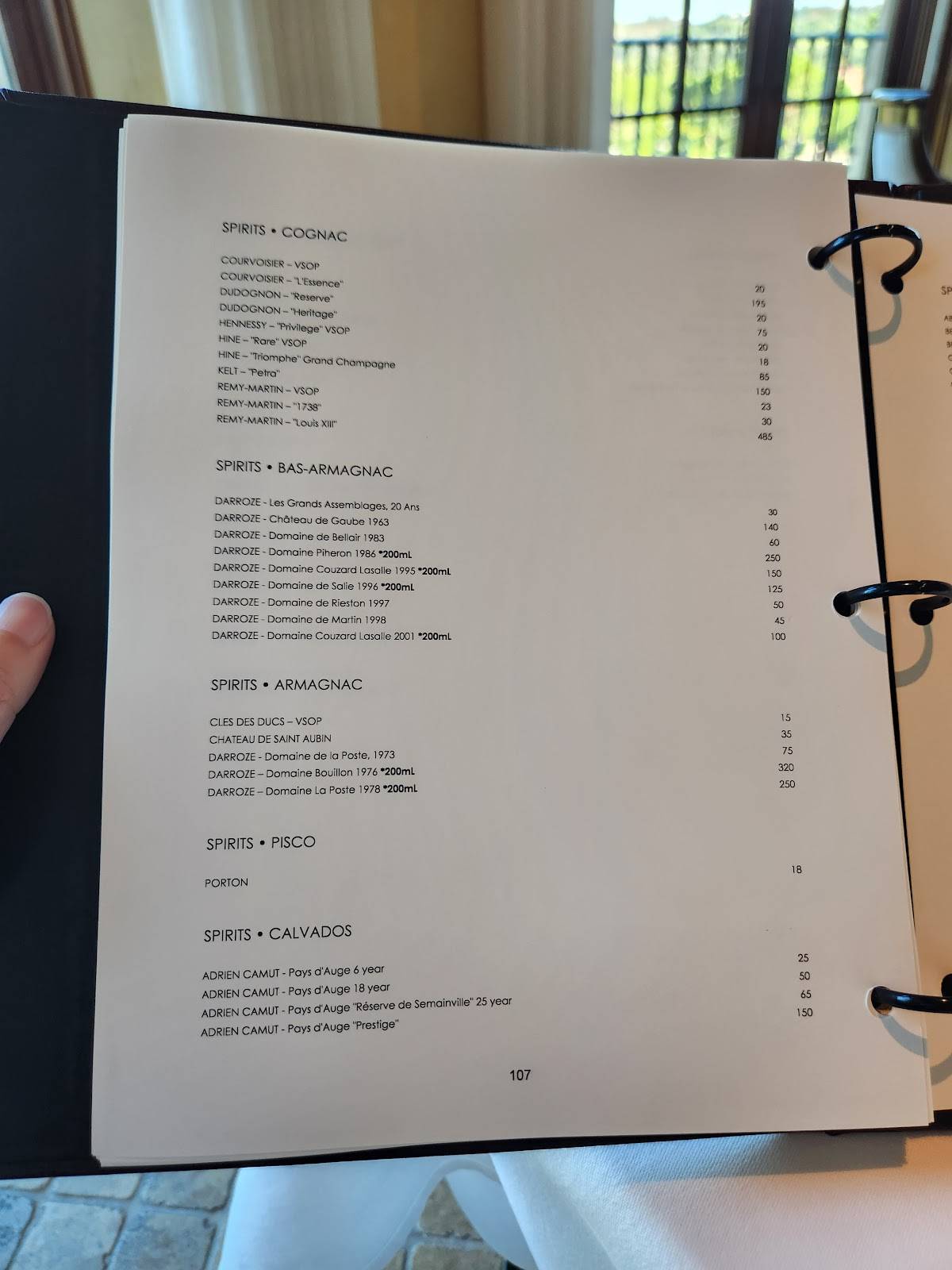 Menu at ADDISON restaurant, San Diego