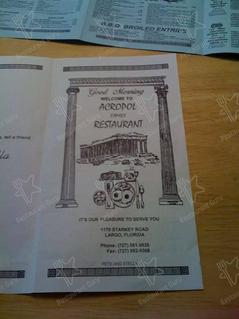 Menu at Acropol Family Restaurant, Largo