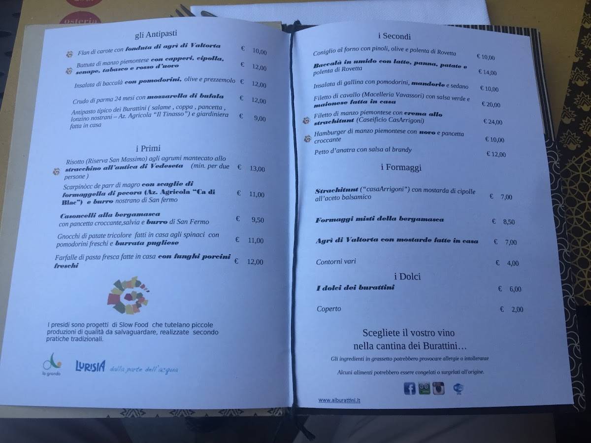 Menu da Ai Burattini Di Bellini Gianmarco ristorante, Adrara San ...