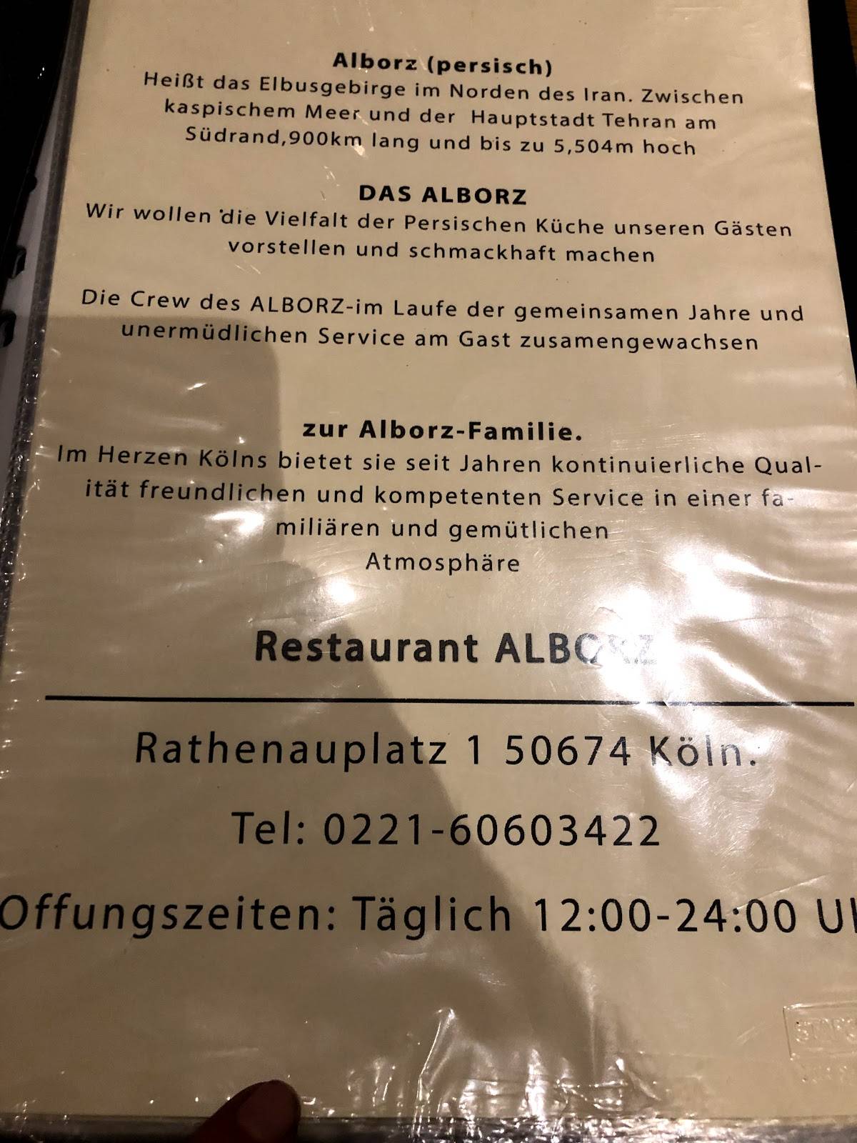Speisekarte von Restaurant Alborz, Köln