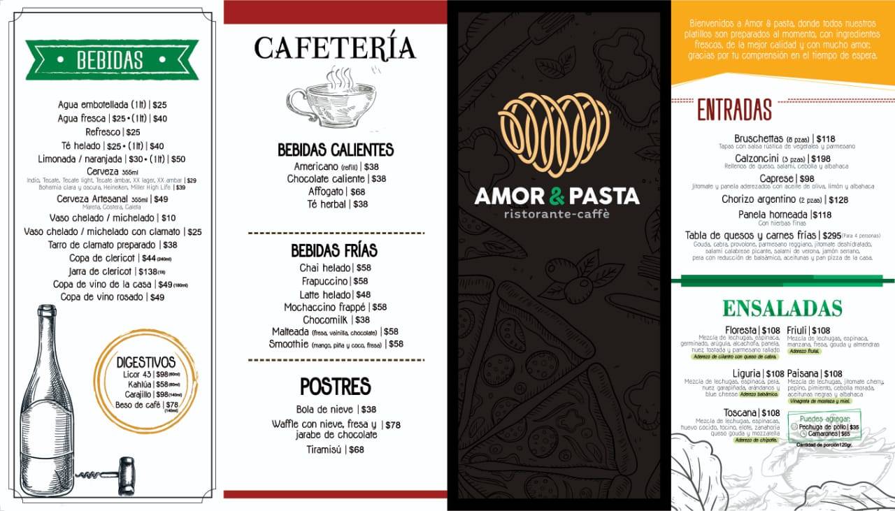 Carta del restaurante Amor Y Pasta, Colima