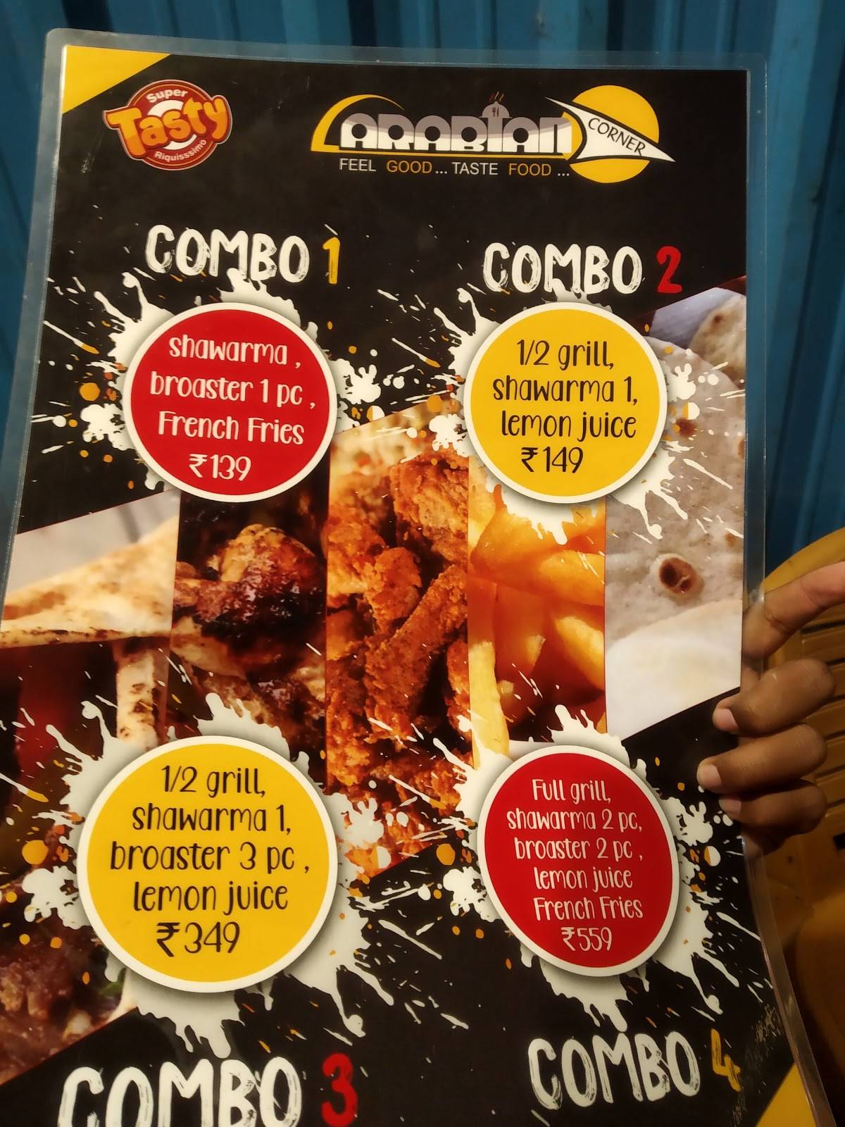 Menu at Arabian corner, Bengaluru