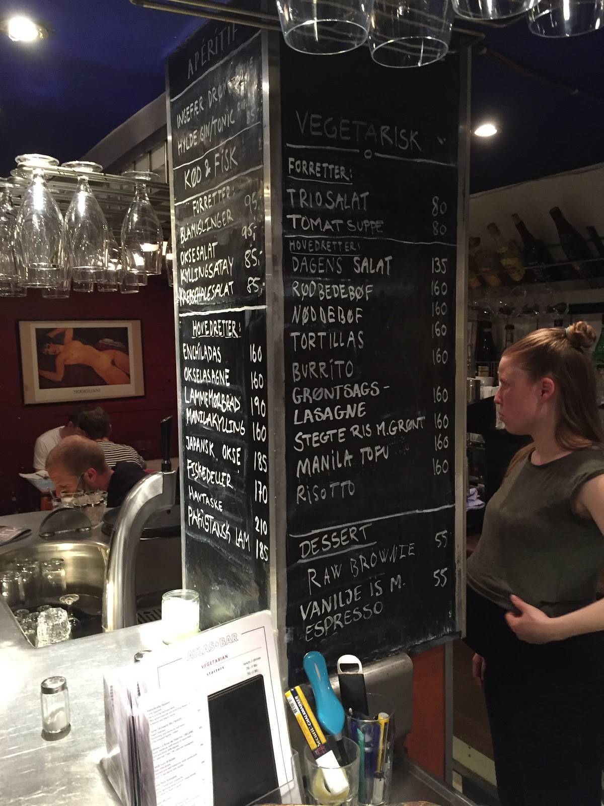 Menu at Atlas Bar, Copenhagen