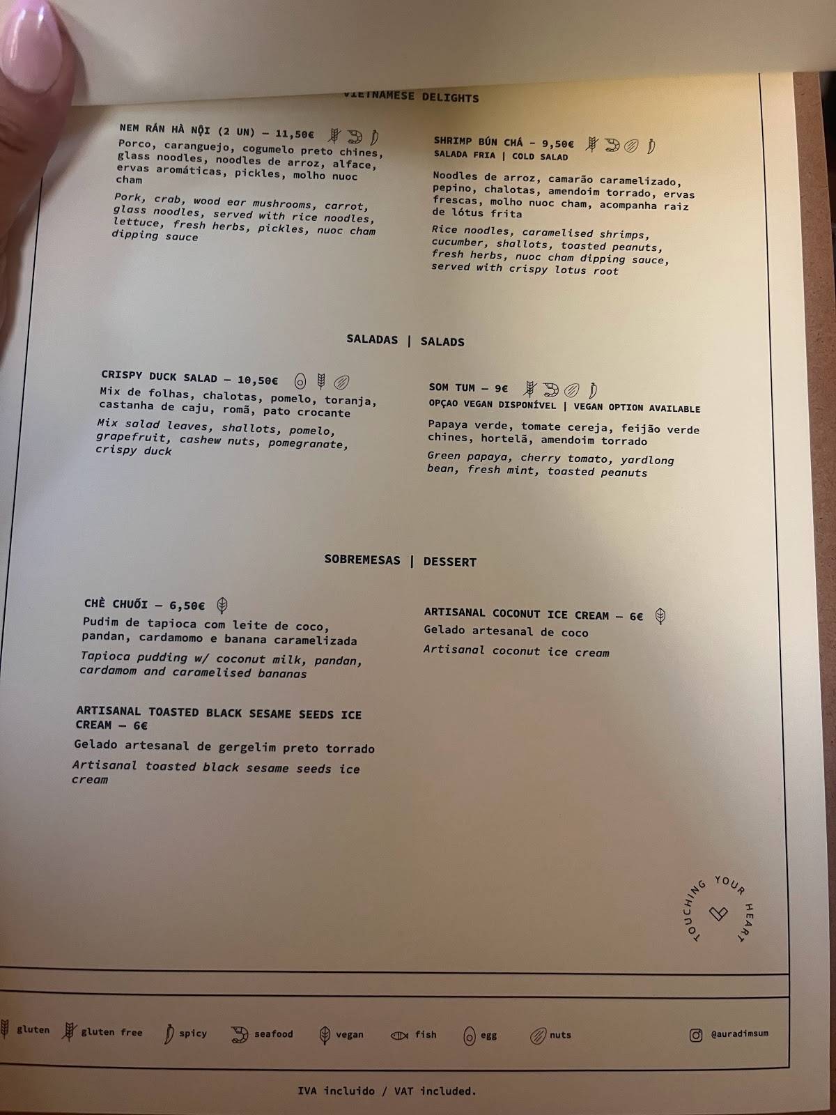 Menu em Aura Dim Sum Lab restaurante, Lisboa