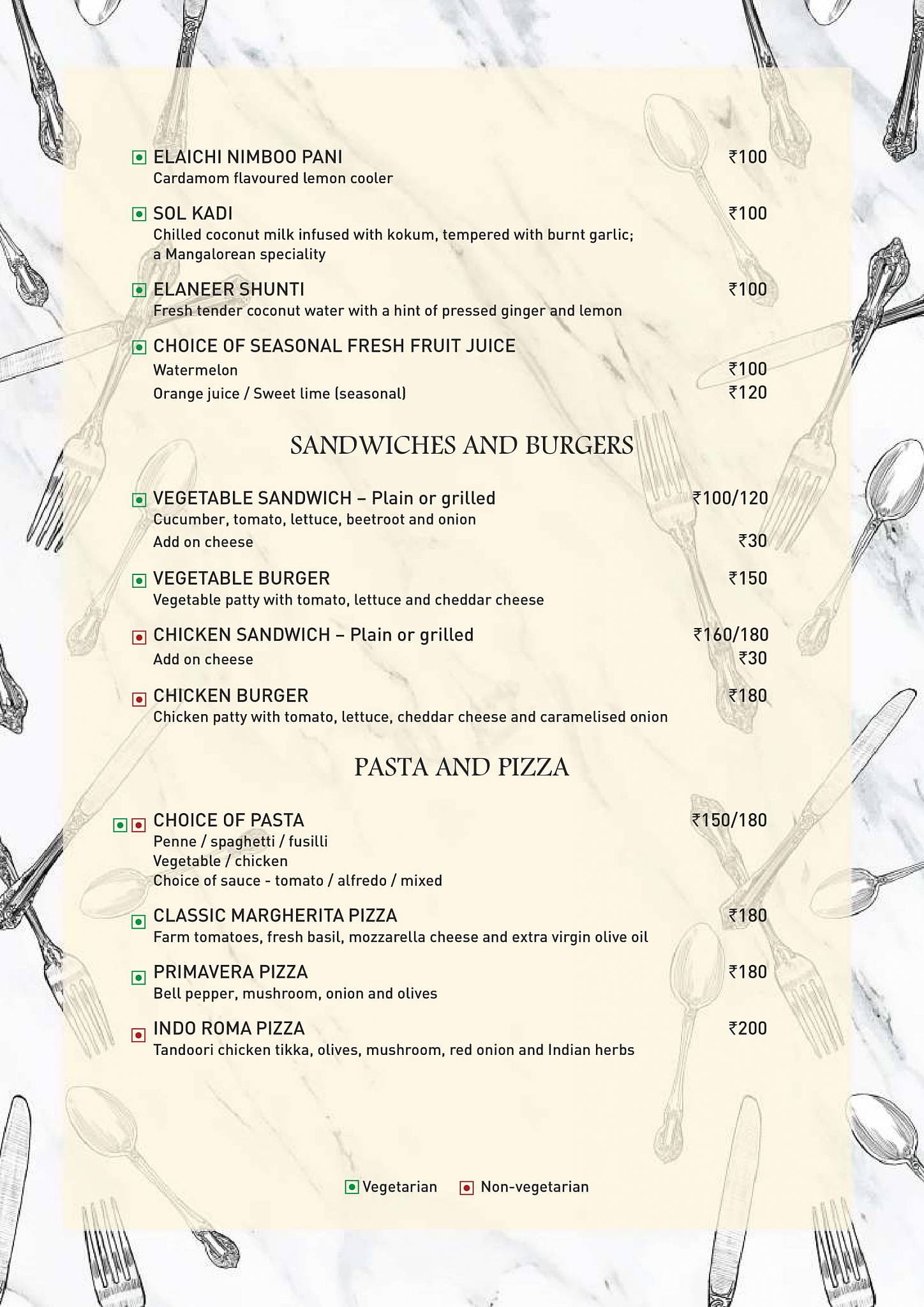 Menu at Banjara D lite, Bengaluru