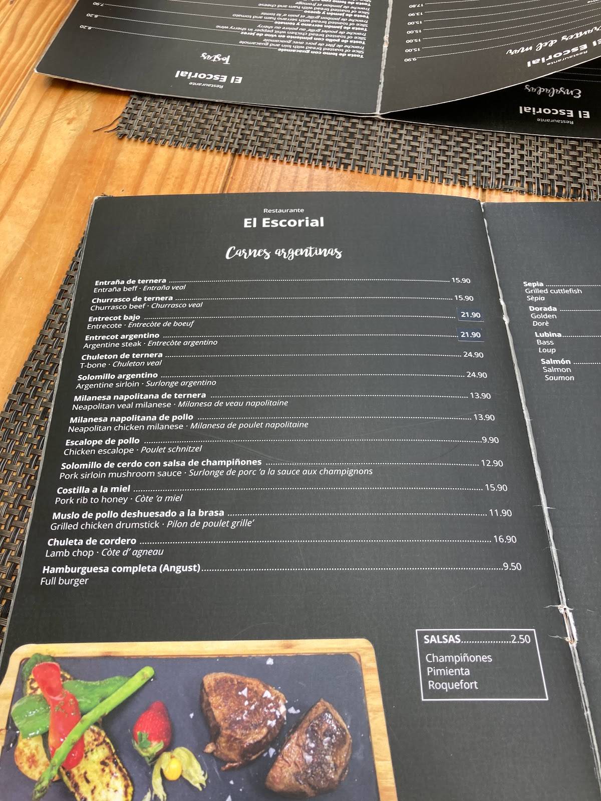 Menu at Bar Restaurant L'ESCORIAL, Calp