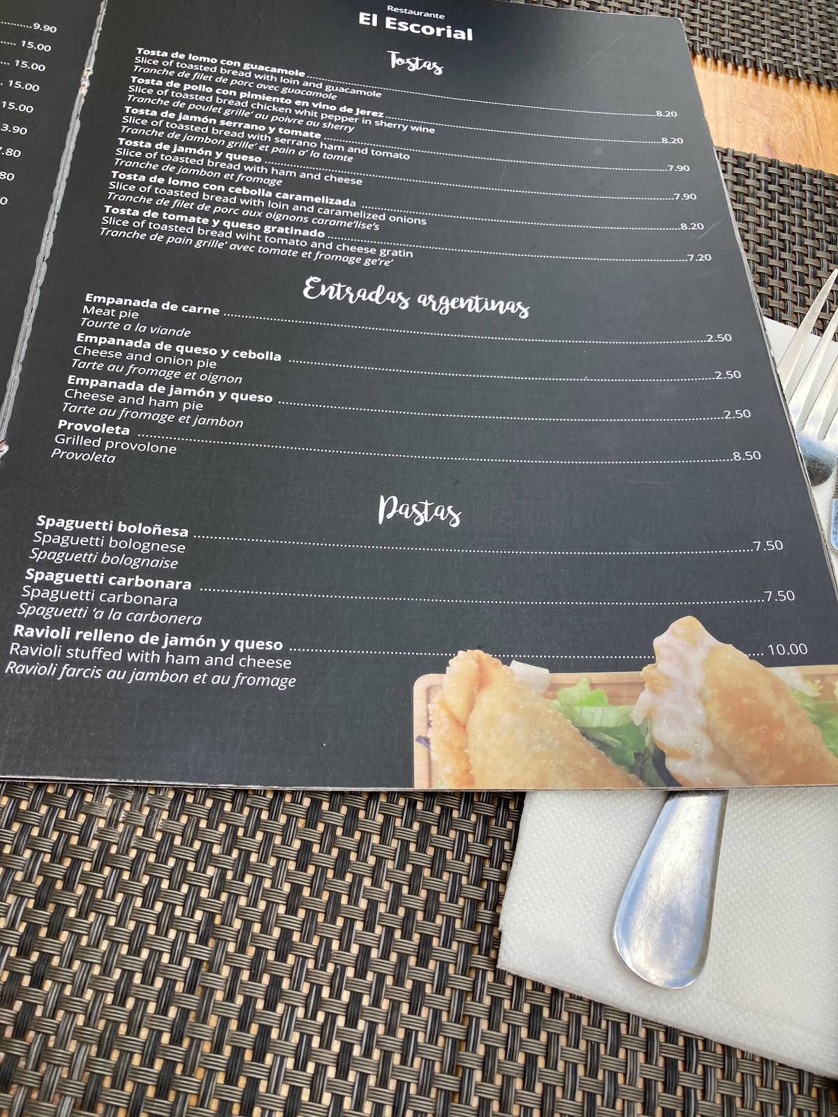 Menu at Bar Restaurant L'ESCORIAL, Calp