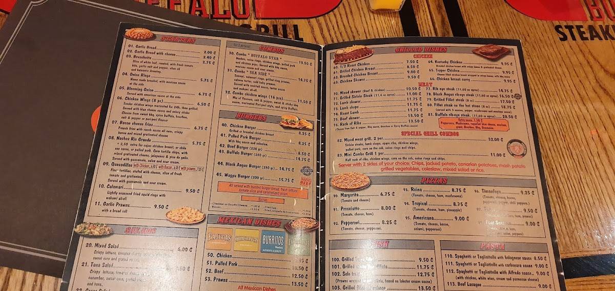 Menu at Black Buffalo Steakhouse & Grill, Puerto del Carmen