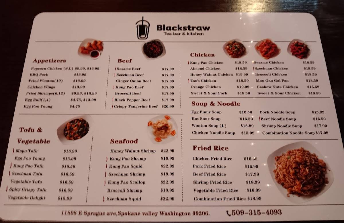 Menu at Black Straw Tea Bar & Kitchen, Spokane Valley