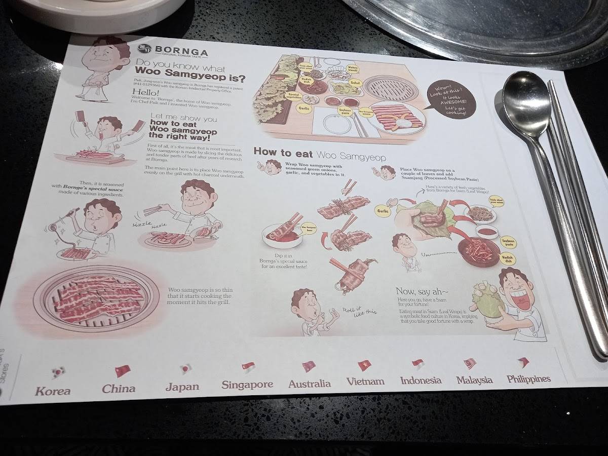 Menu at Bornga Korean BBQ Restaurant, Haymarket