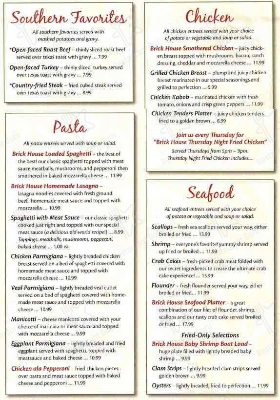 Menu at Brick House Diner restaurant, Midlothian, Midlothian Tpke