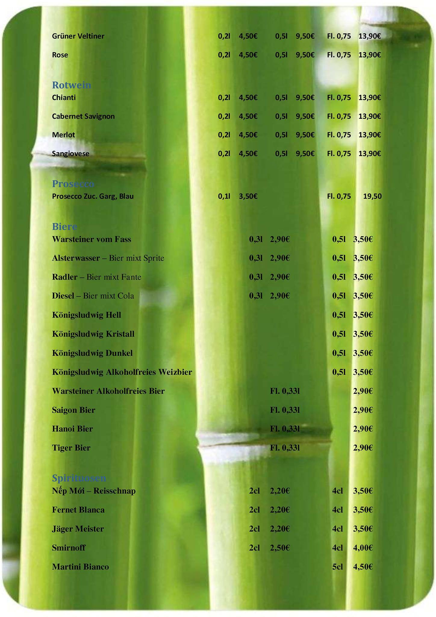 Speisekarte von Restaurant CAY TRE QUAN, Berlin