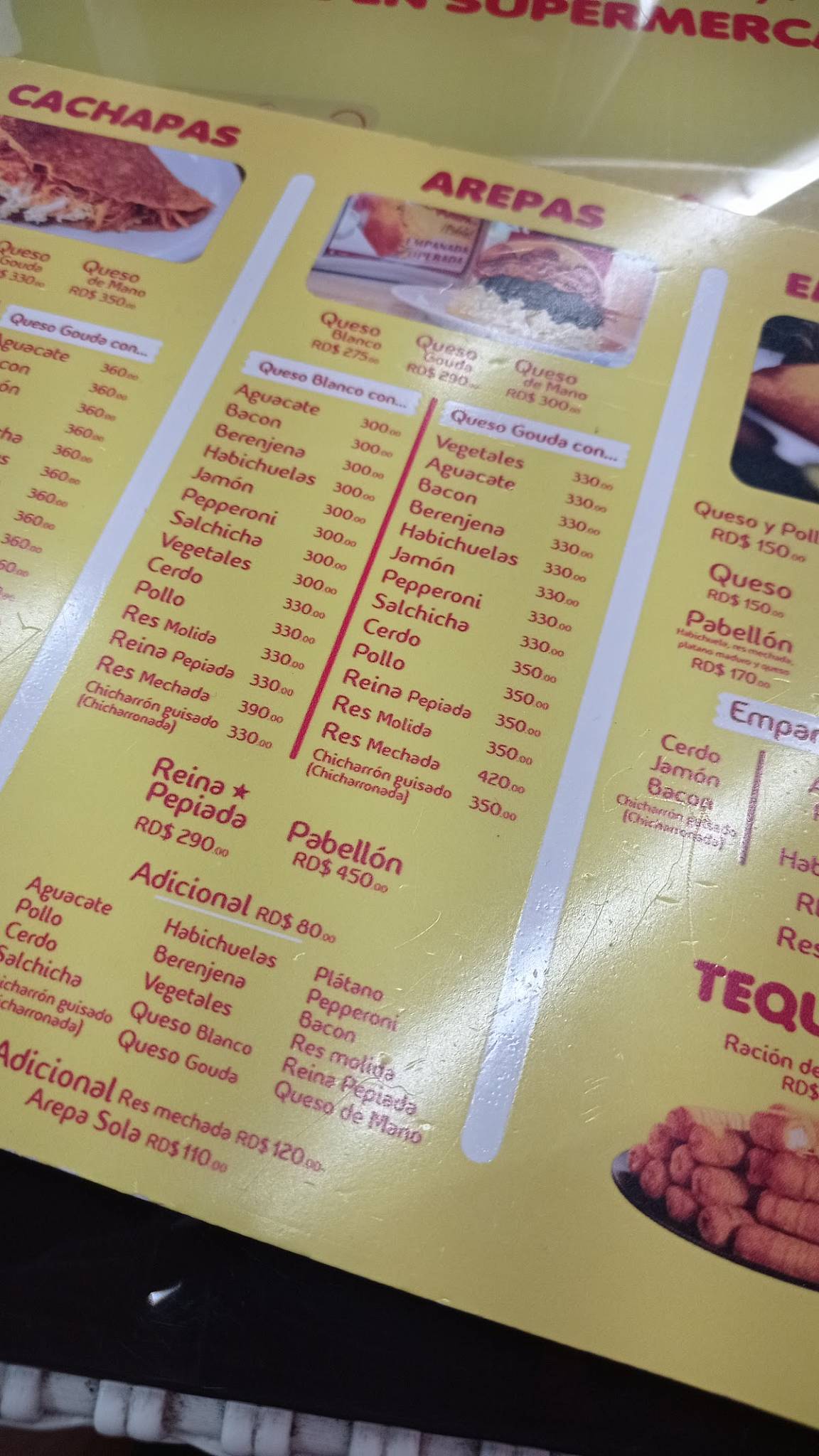 Carta del restaurante CachArepa, Santo Domingo Este