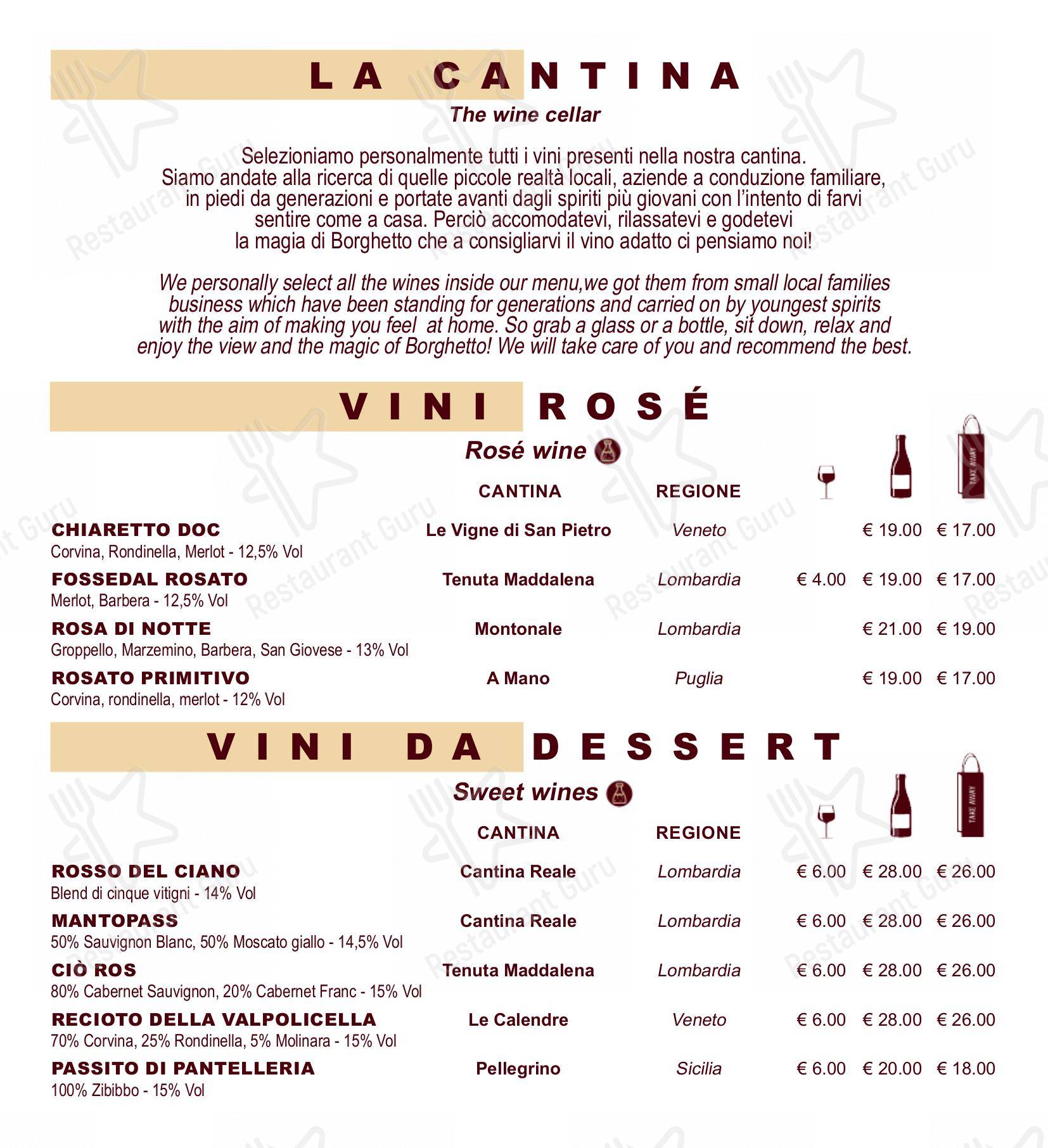 Menu da Caffè Visconti Restaurant & Bar, Borghetto