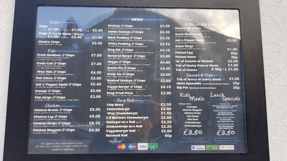 Menu at Camerons Chip Shop fast food, Stornoway