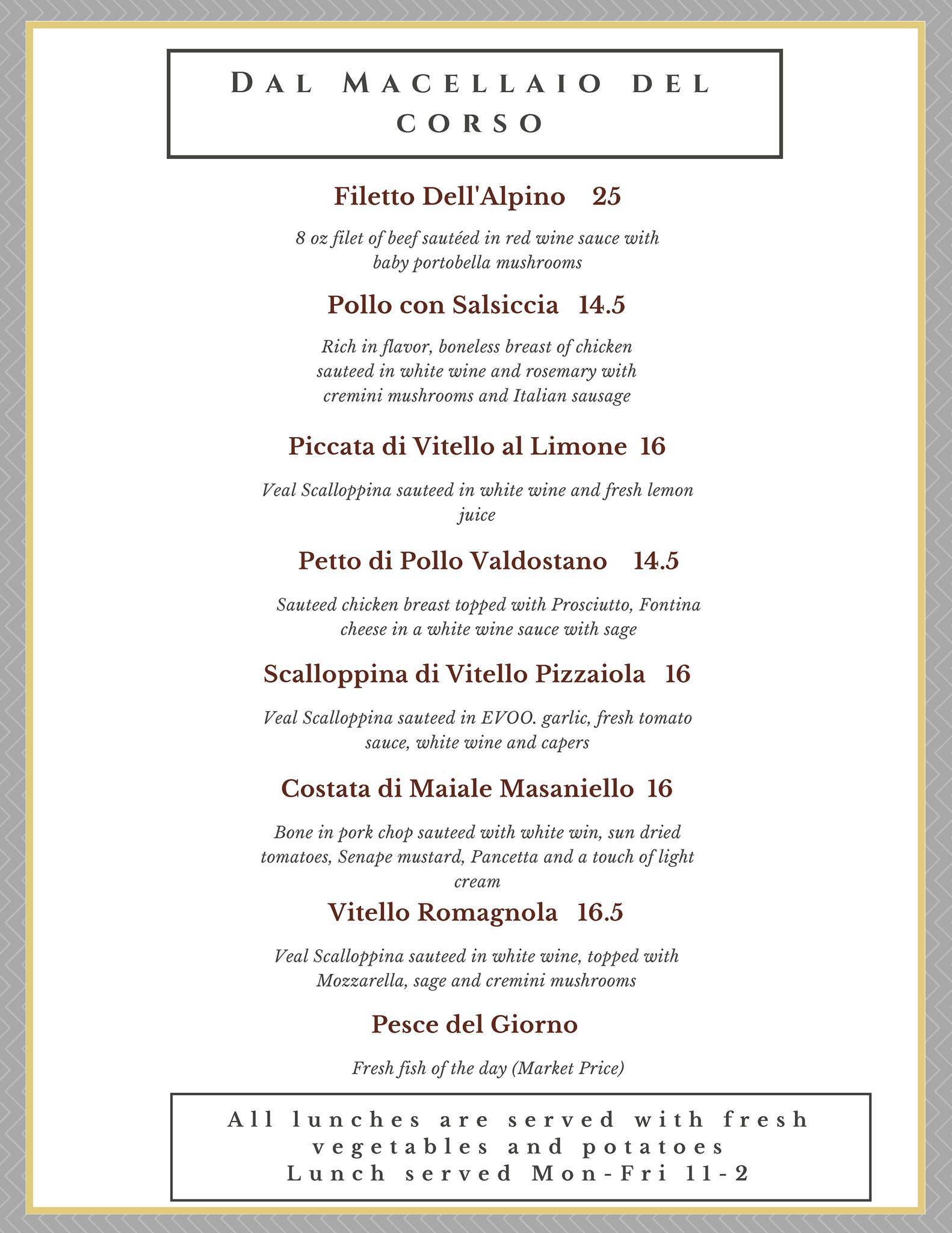 Menu at Capri Italian Restaurant, Indianapolis