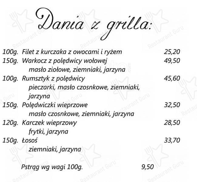 Menu at Centaur restaurant, Katowice