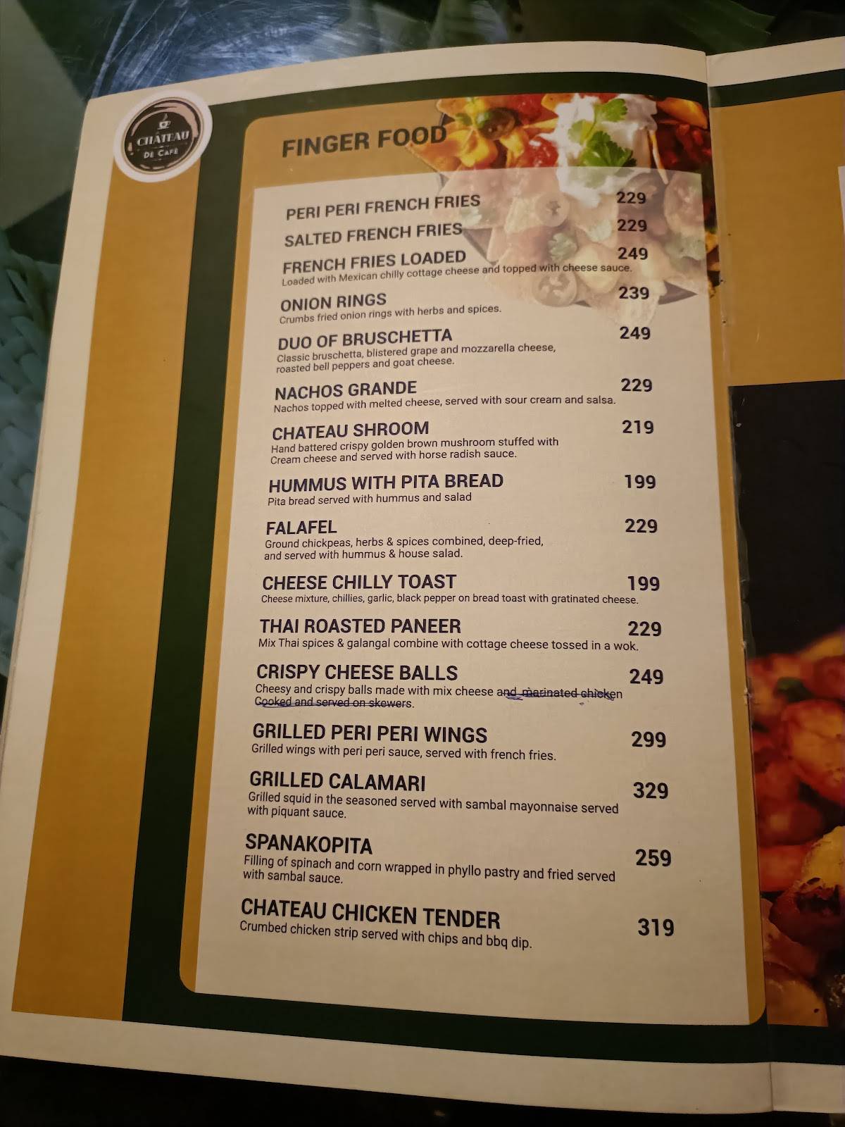 Menu at Château Dé Café, Hyderabad