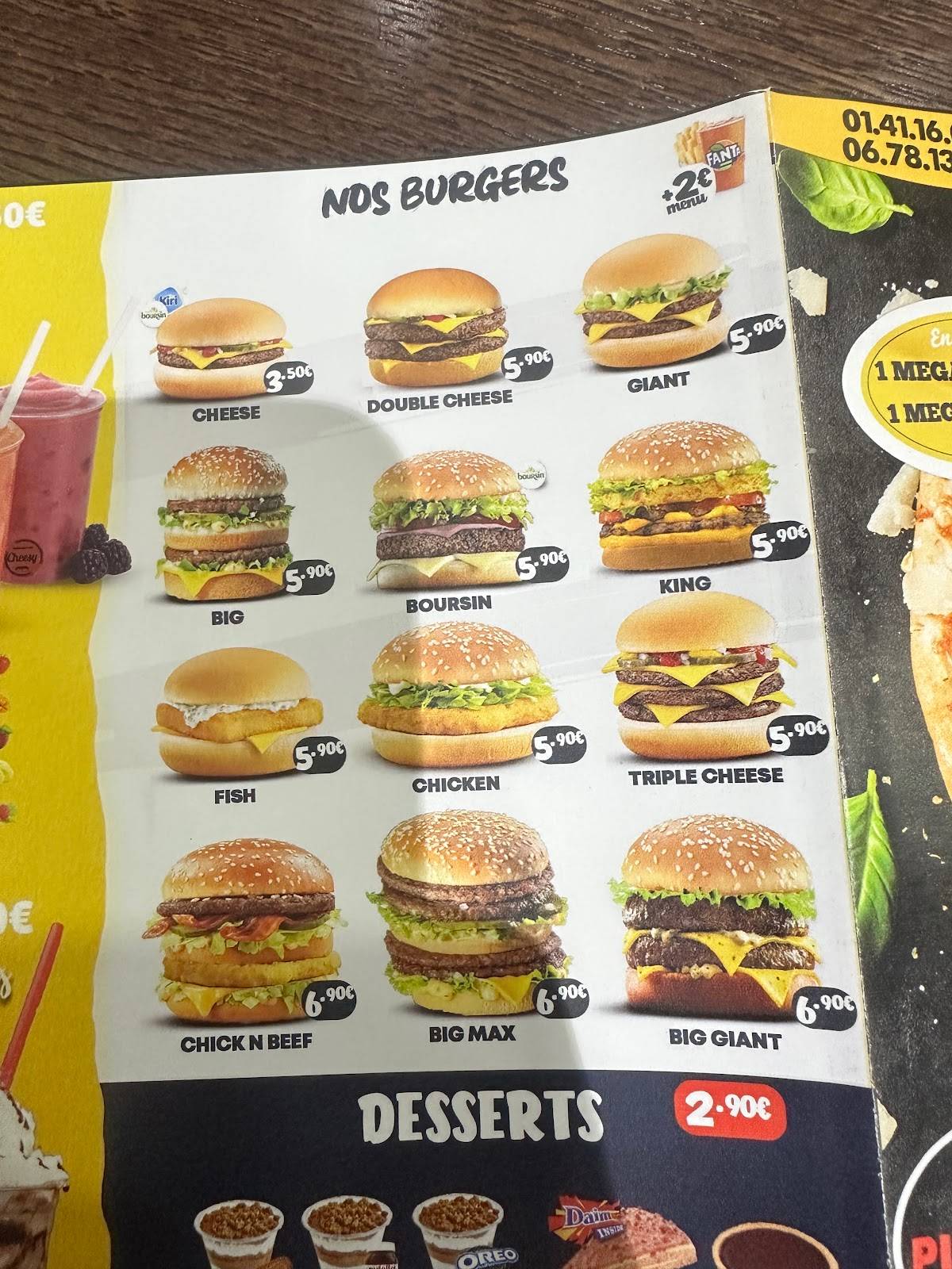 Menu au Cheesy restaurant, Nanterre