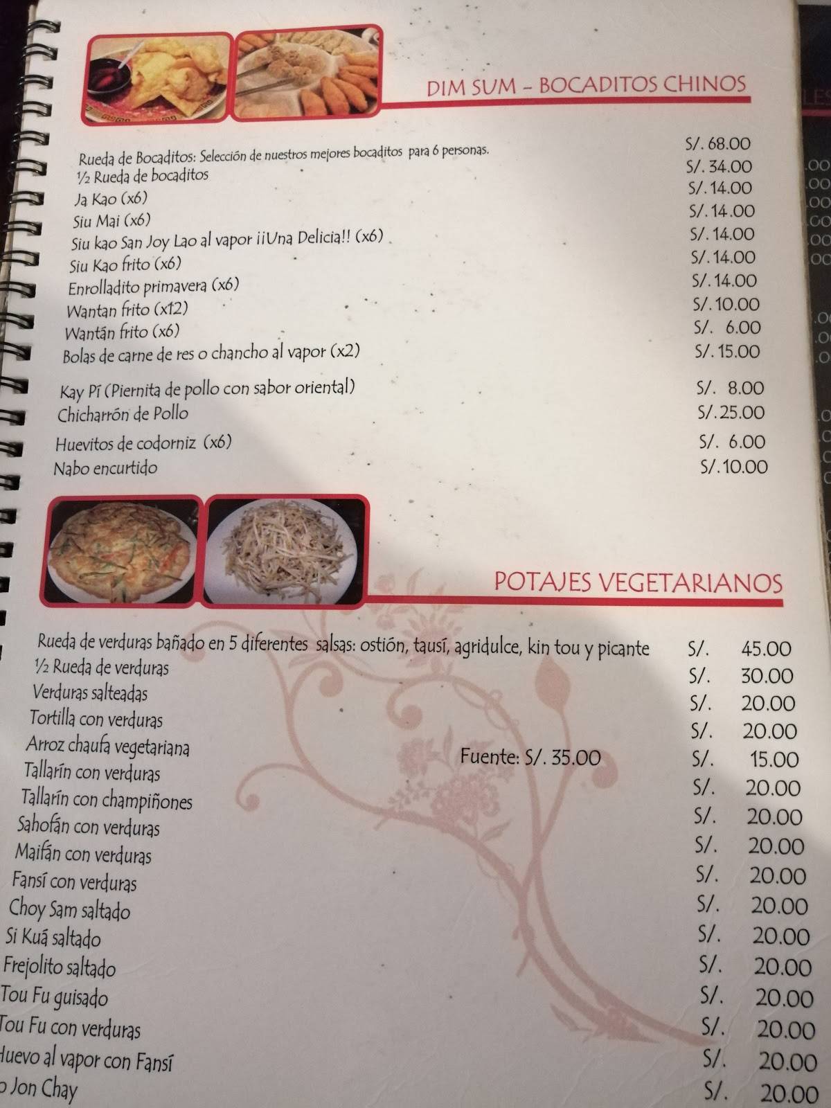 Carta del restaurante Chifa San Joy Lao, Lima, Jr. Ucayali 779