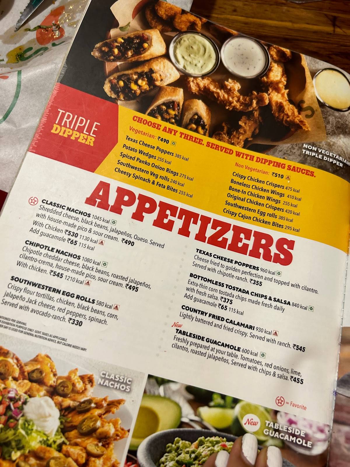 Menu at Chili's Cyber Hub, Gurugram