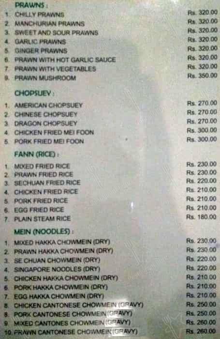 Menu at Chung Fa Restaurant, Guwahati, 22