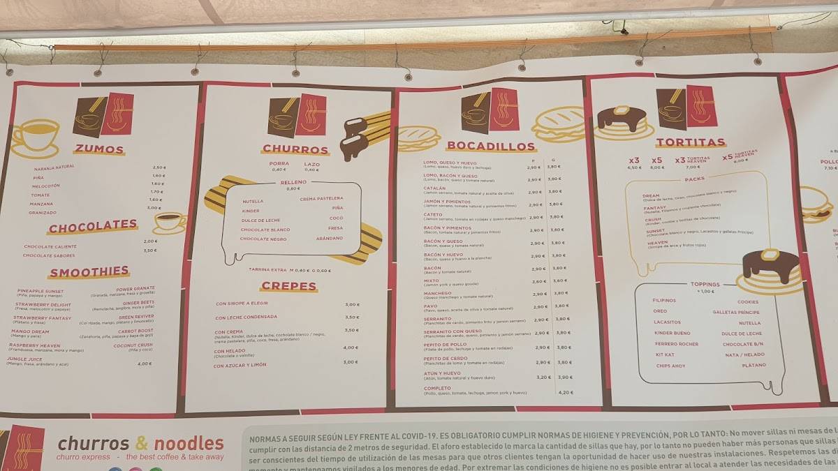 Carta de Churros & Noodles - Cafetería, Food & Drinks, Fuengirola
