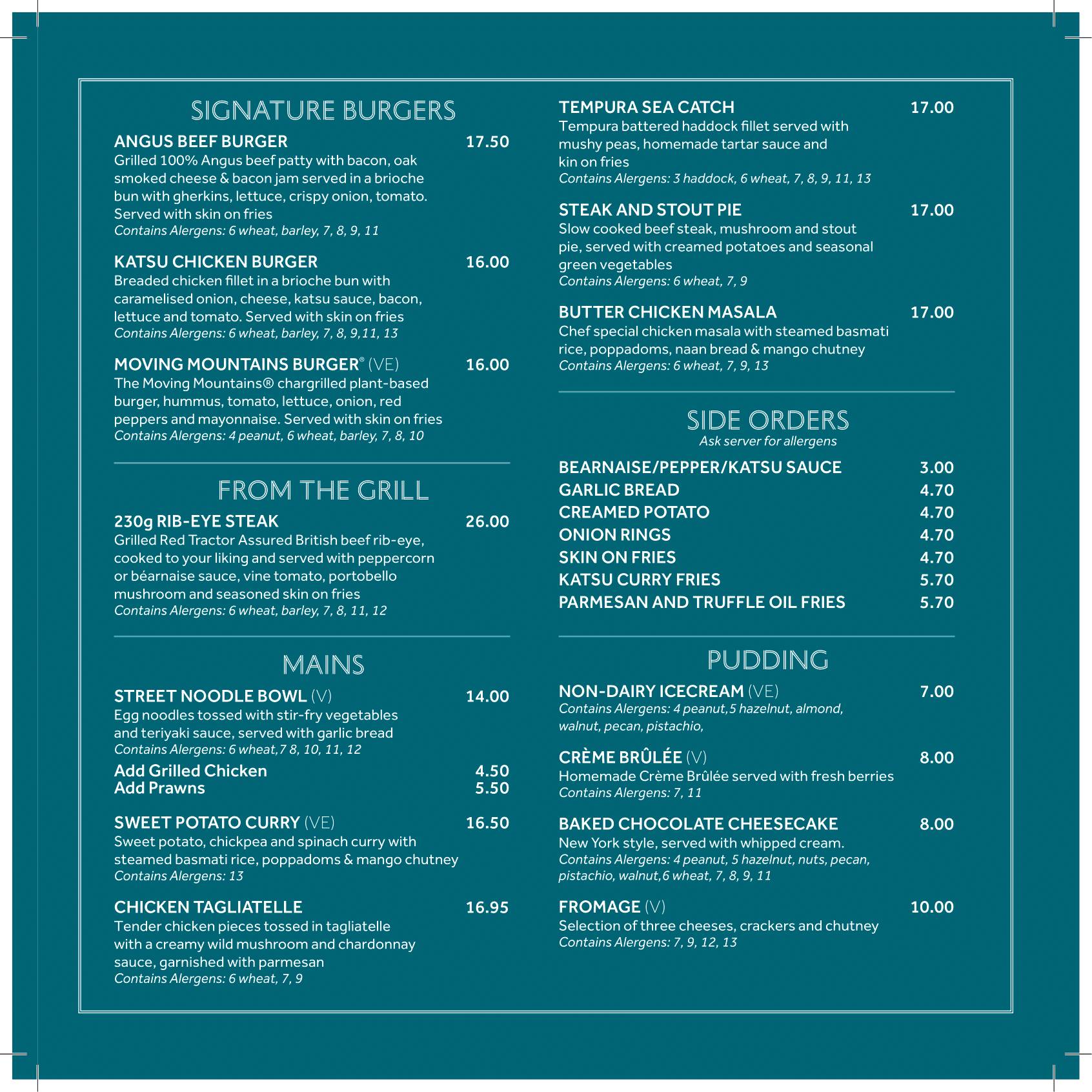 Menu at Clayton Hotel Chiswick pub & bar, London, 626 Chiswick High Rd.