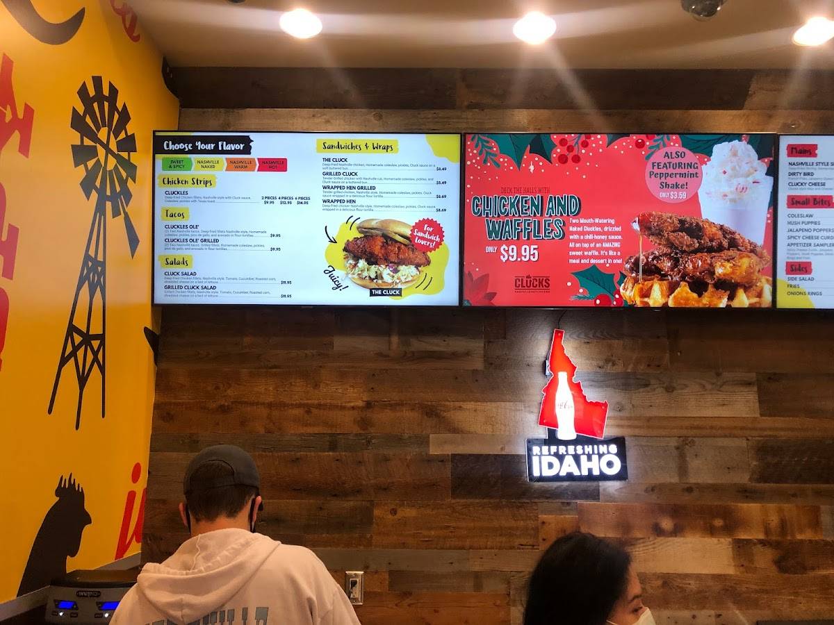 Menu at Cluck's, Nashville Hot Chicken restaurant, Meridian