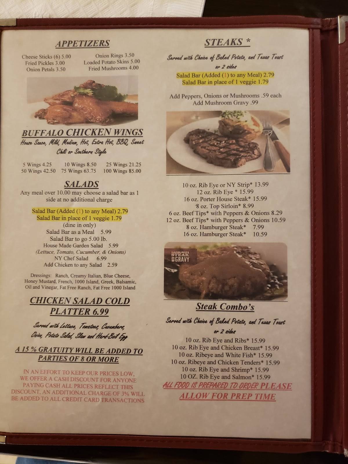 Menu at Creekside Clock Seafood and Steakhouse, Shelby