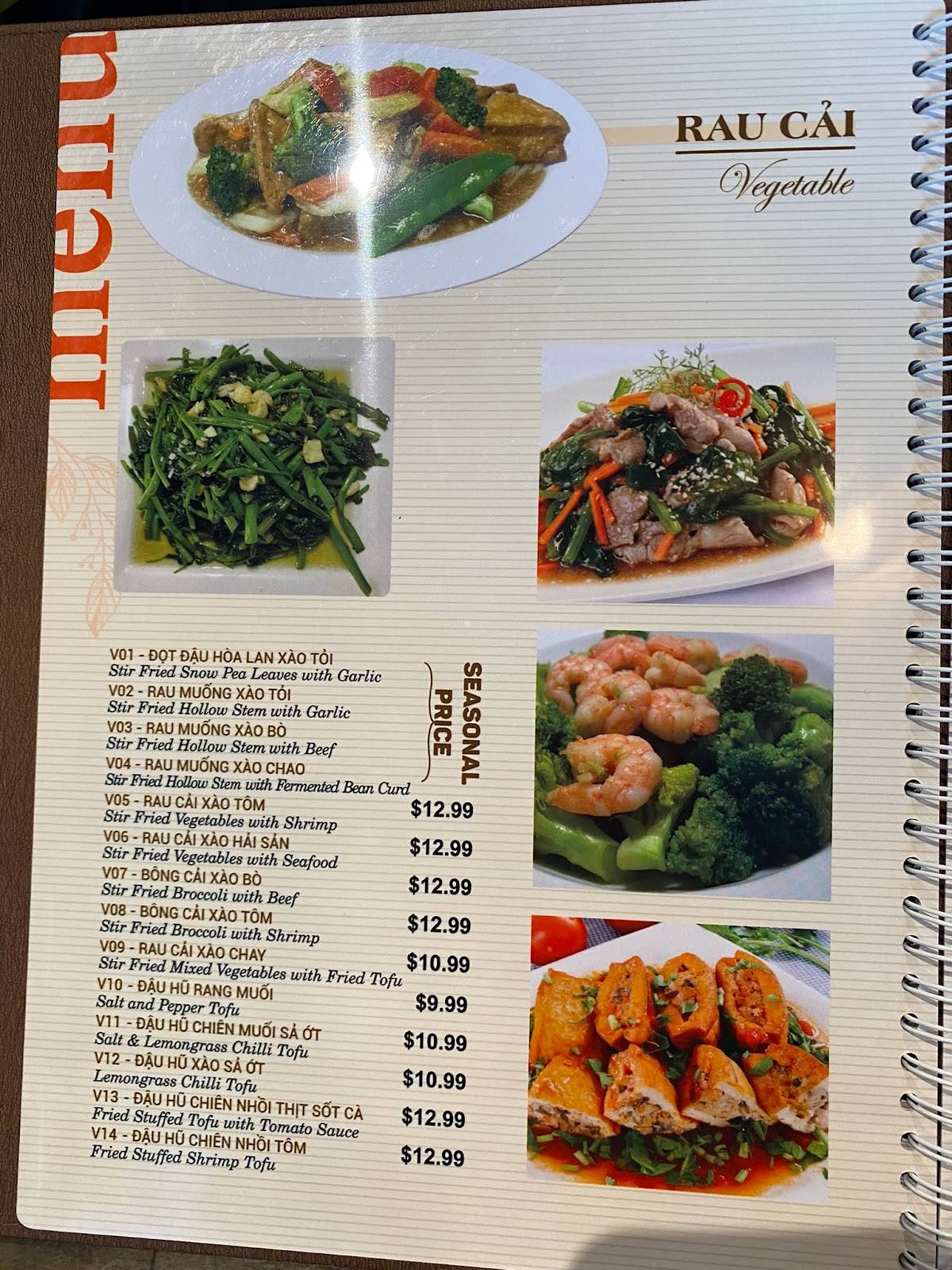 Menu at Dakao restaurant, Houston