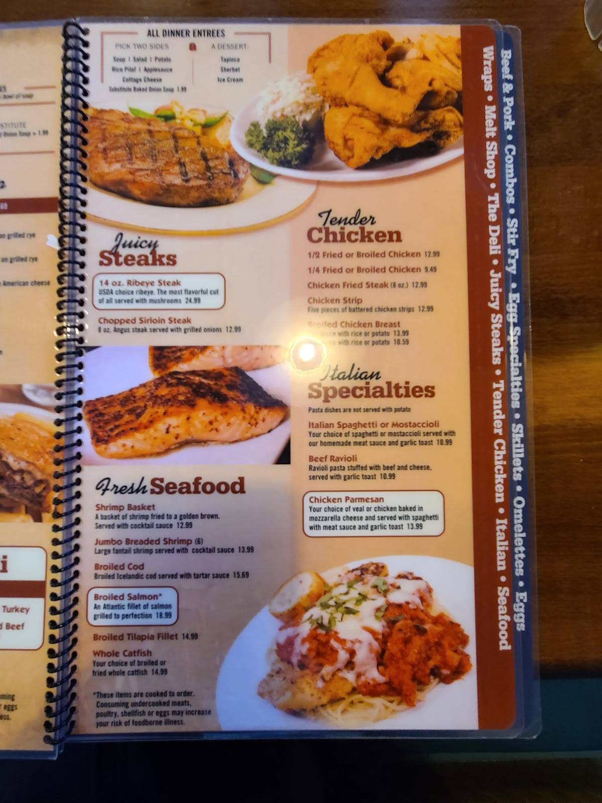 Menu at Deerfield Family Restaurant, Carbon Cliff