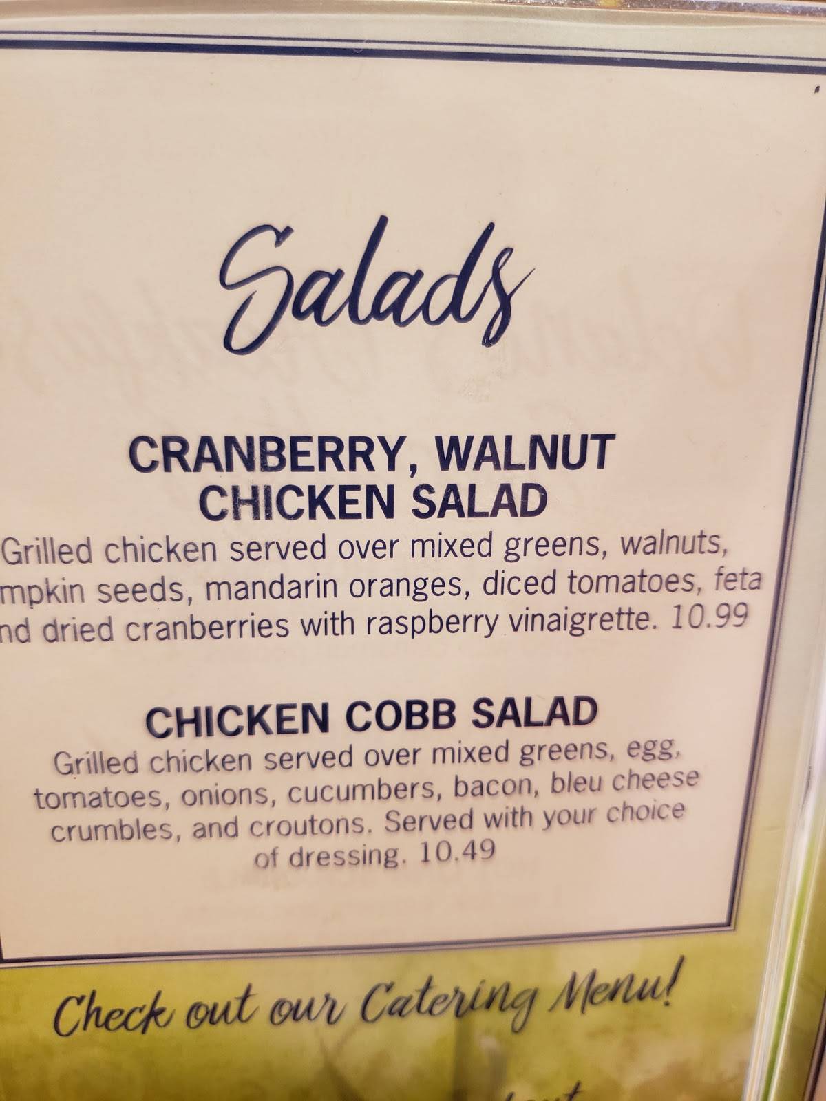 Menu at Delano's Diner restaurant, Wichita