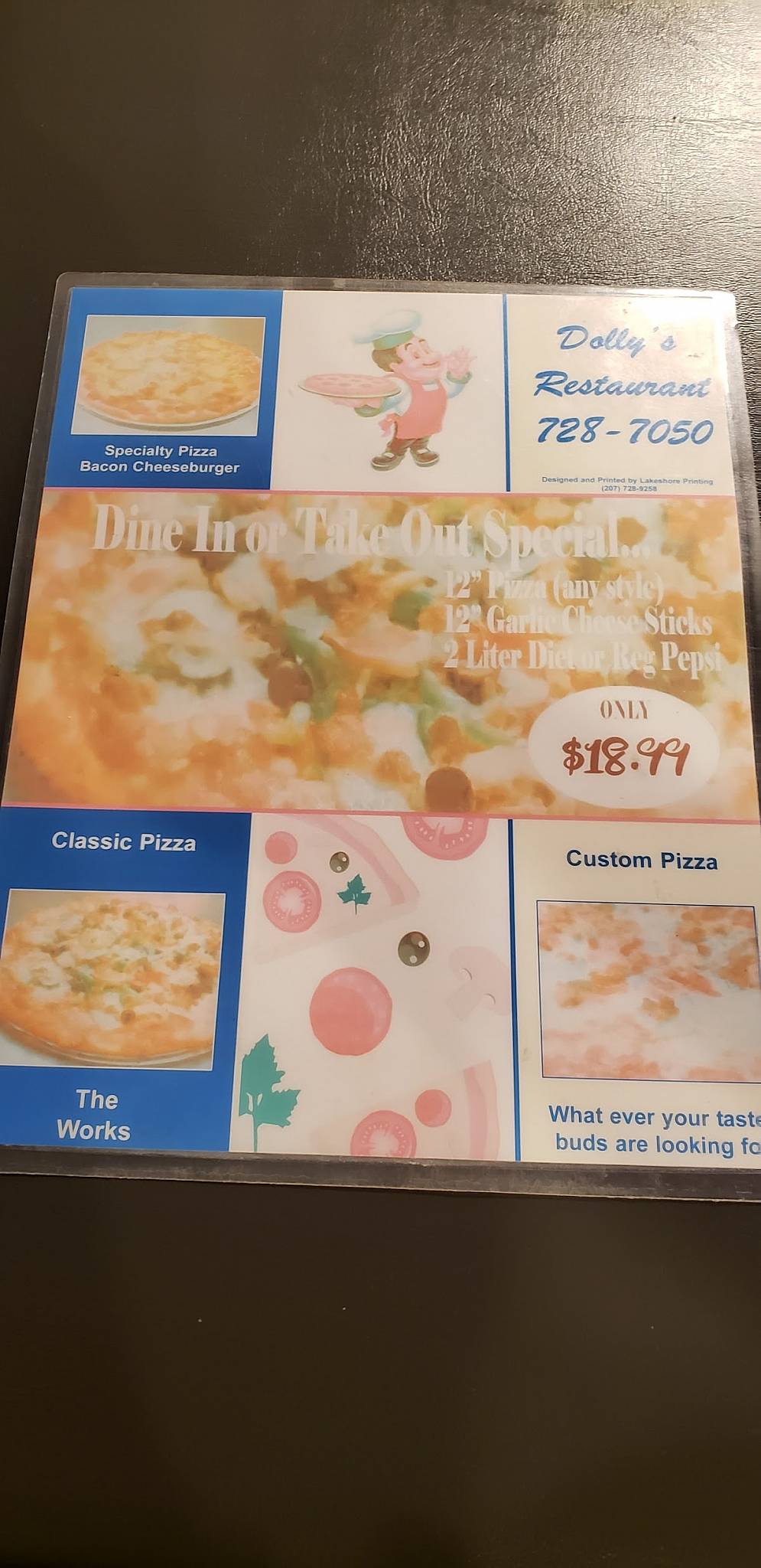 Menu at Dolly's Restaurant, Madawaska, 17 US-1