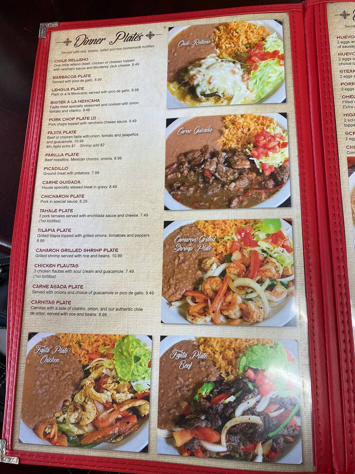 Menu at Durango Restaurant, Wimberley