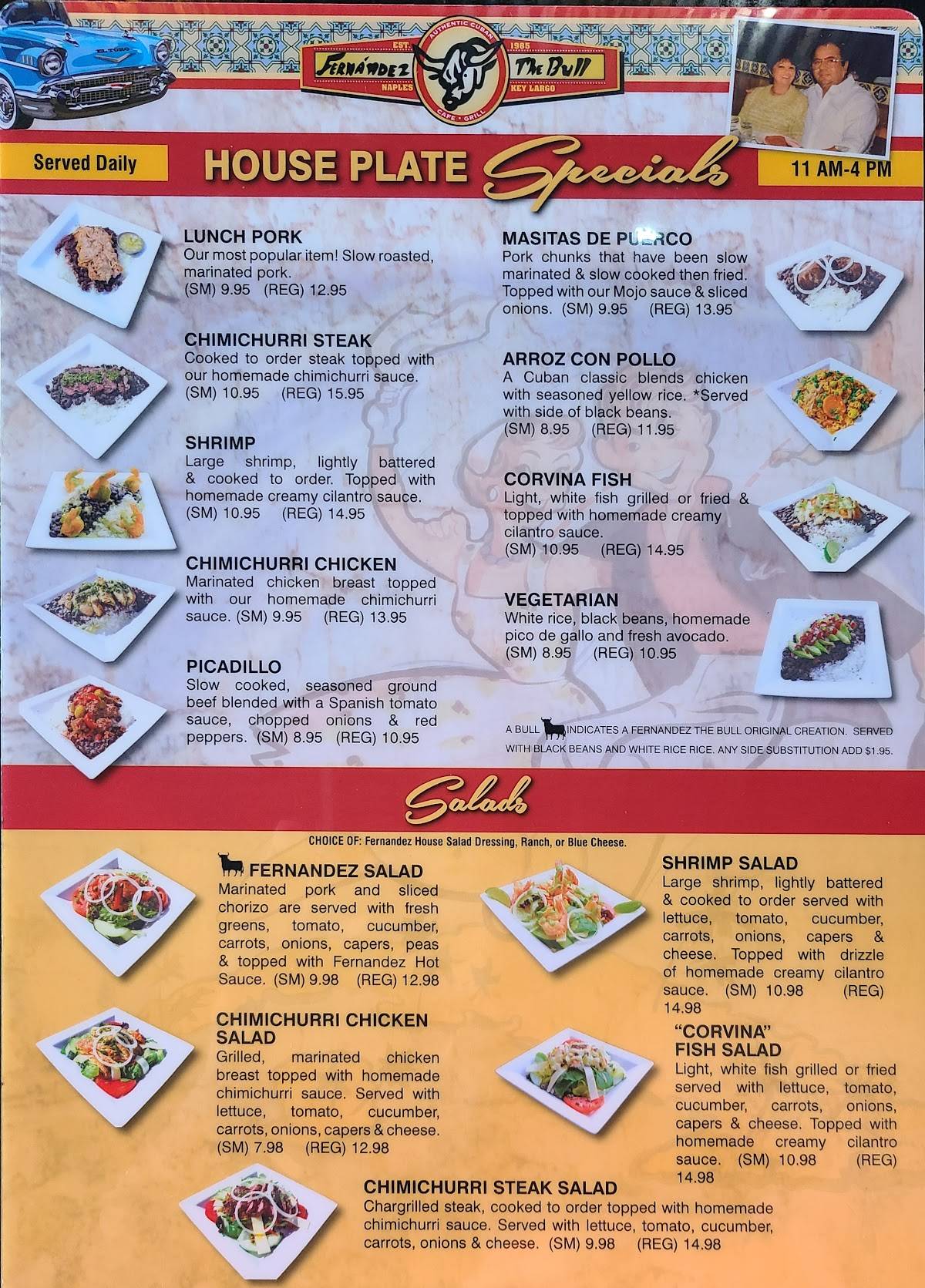 Menu at Fernandez the Bull Cuban Cafe & Bar - Midtown, Naples, Pine ...