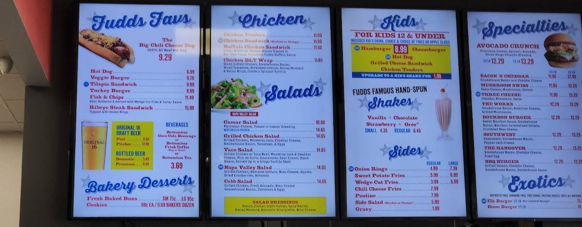 Menu at Fuddruckers restaurant, Regina