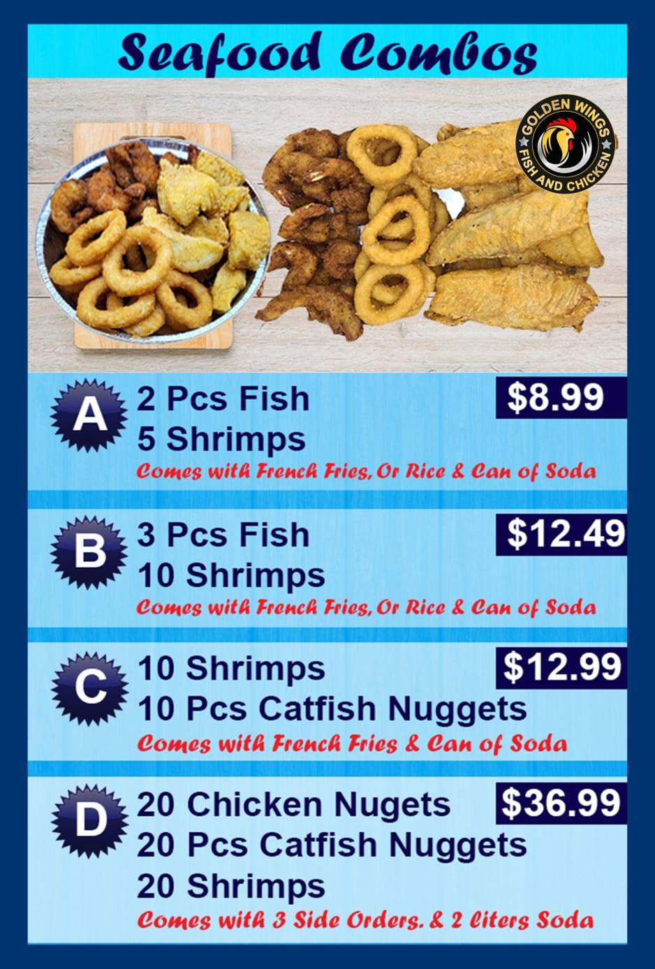 Menu at GOLDEN WINGS FISH & CHICKEN THE BEST CHICKEN IN TOWN restaurant ...
