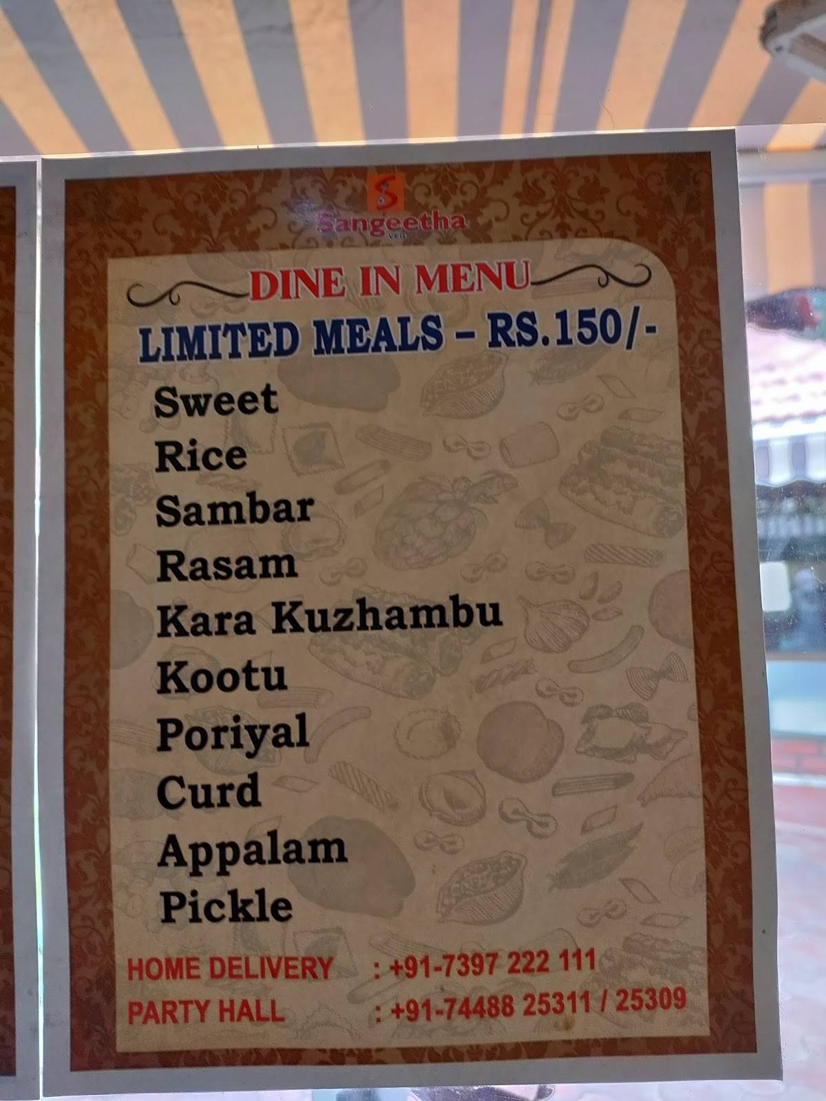 Menu at Geetham Veg Restaurant Navalur, Chennai