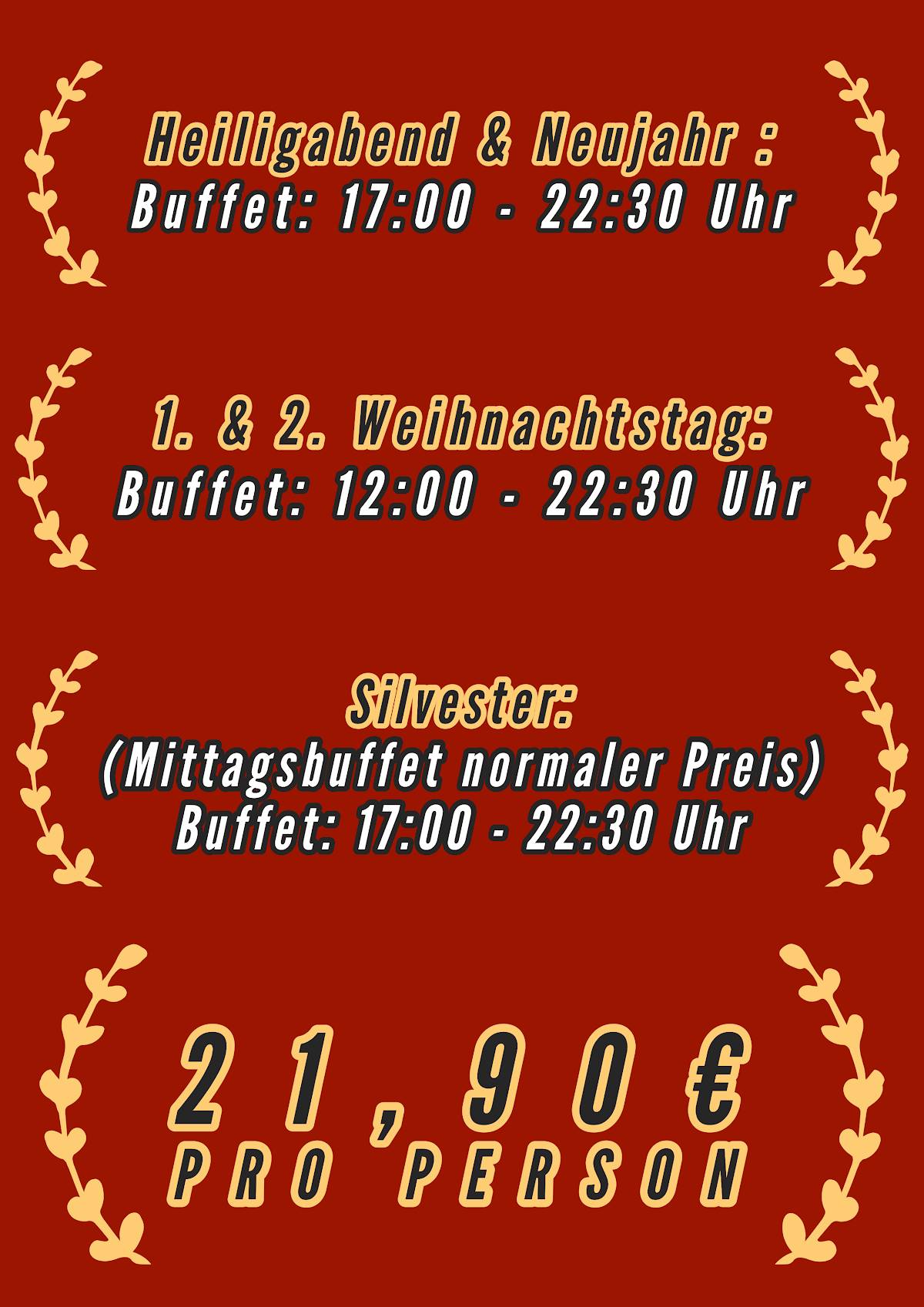 Speisekarte von Golden Valley (ehem. Mengu-Buffet) restaurant, Münster