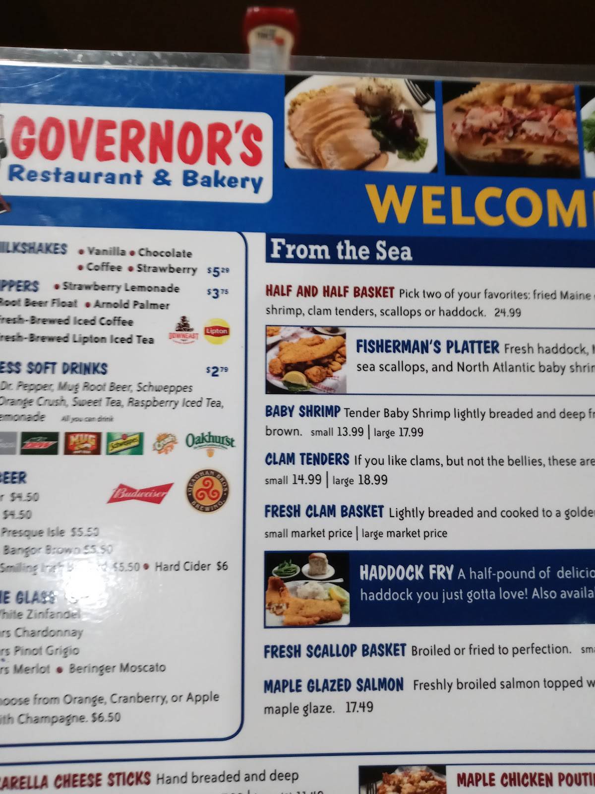 Menu at Governor's Restaurant & Bakery, Lewiston
