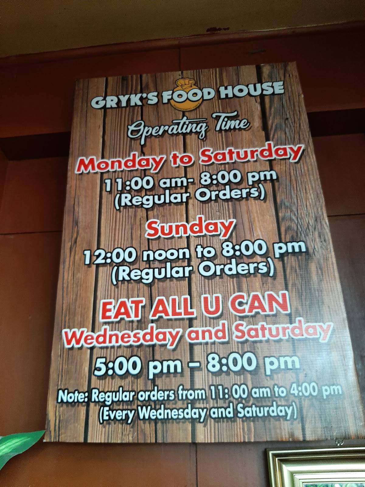 Menu at Gryk's Food House restaurant, Koronadal City