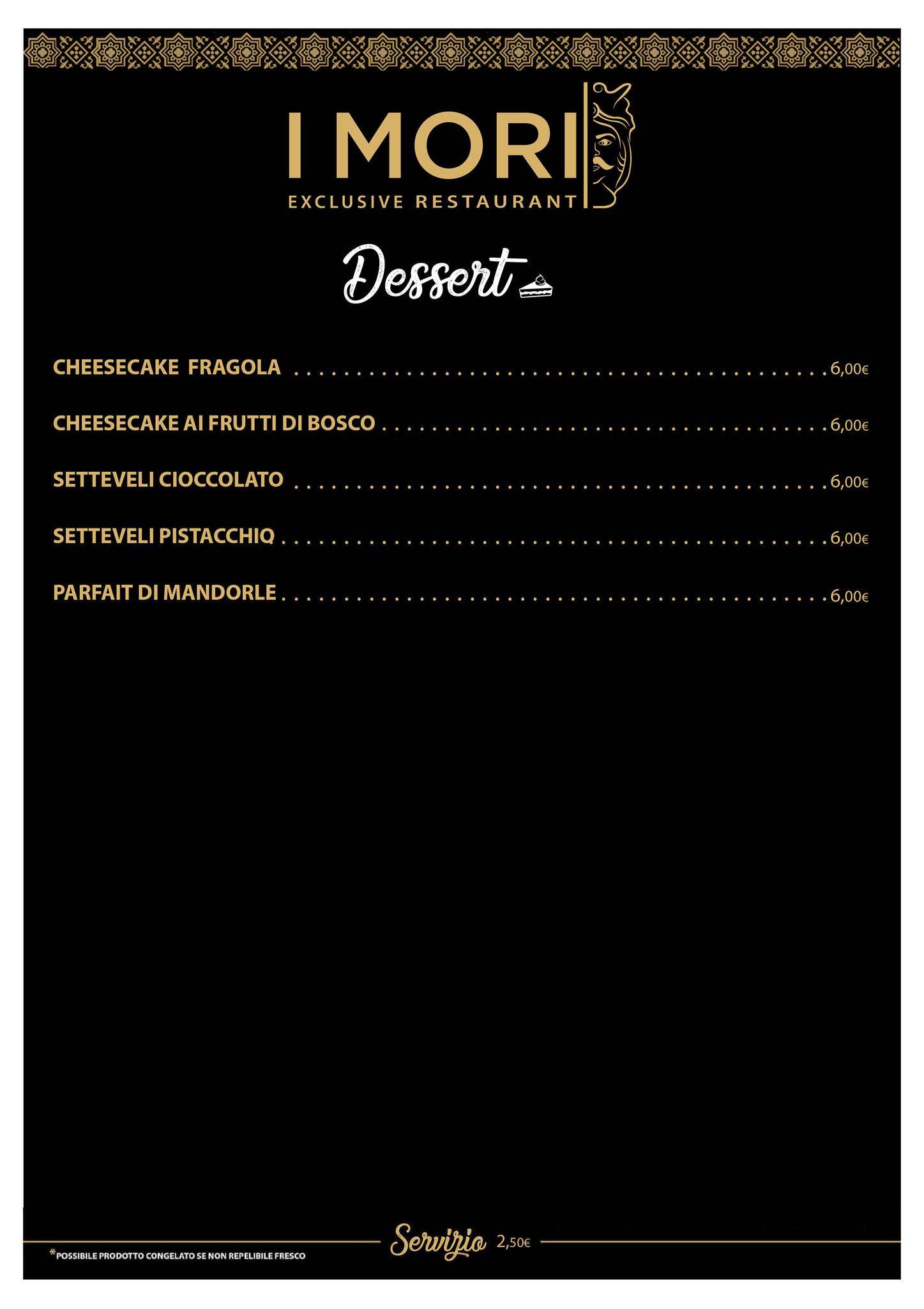 Menu da I Mori ristorante, Palermo