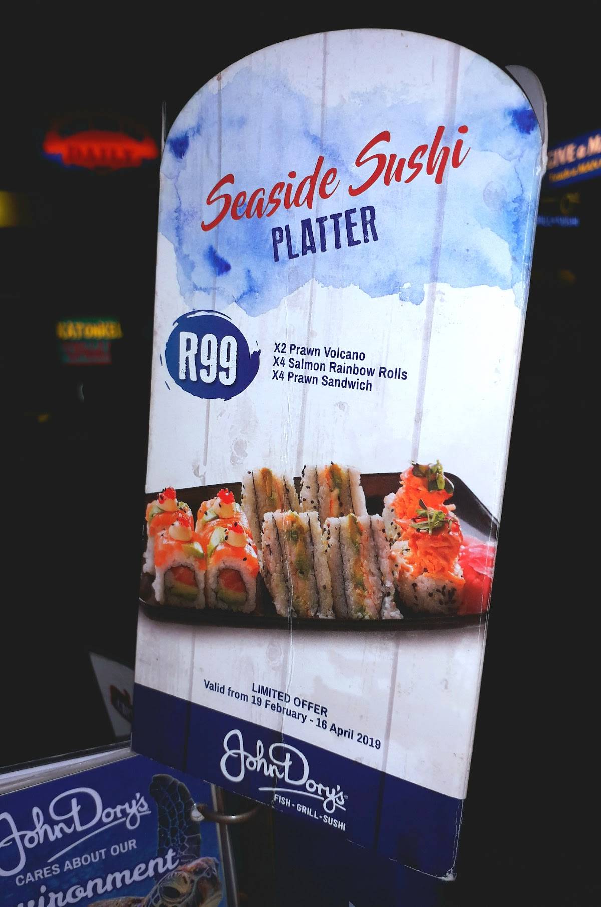 Menu at John Dory's Wilson's Wharf restaurant, Durban, Unit 21