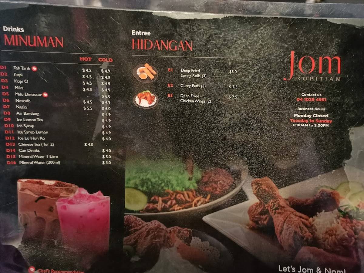 Menu at Jom Kopitiam Perth restaurant, Perth