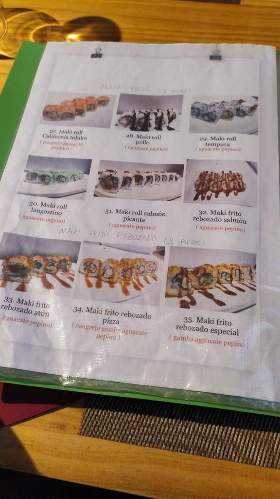 Carta del restaurante KEKE SUSHI, Burriana