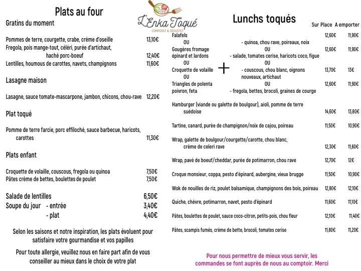 Menu au L'Enka Toqué, Marche-en-Famenne